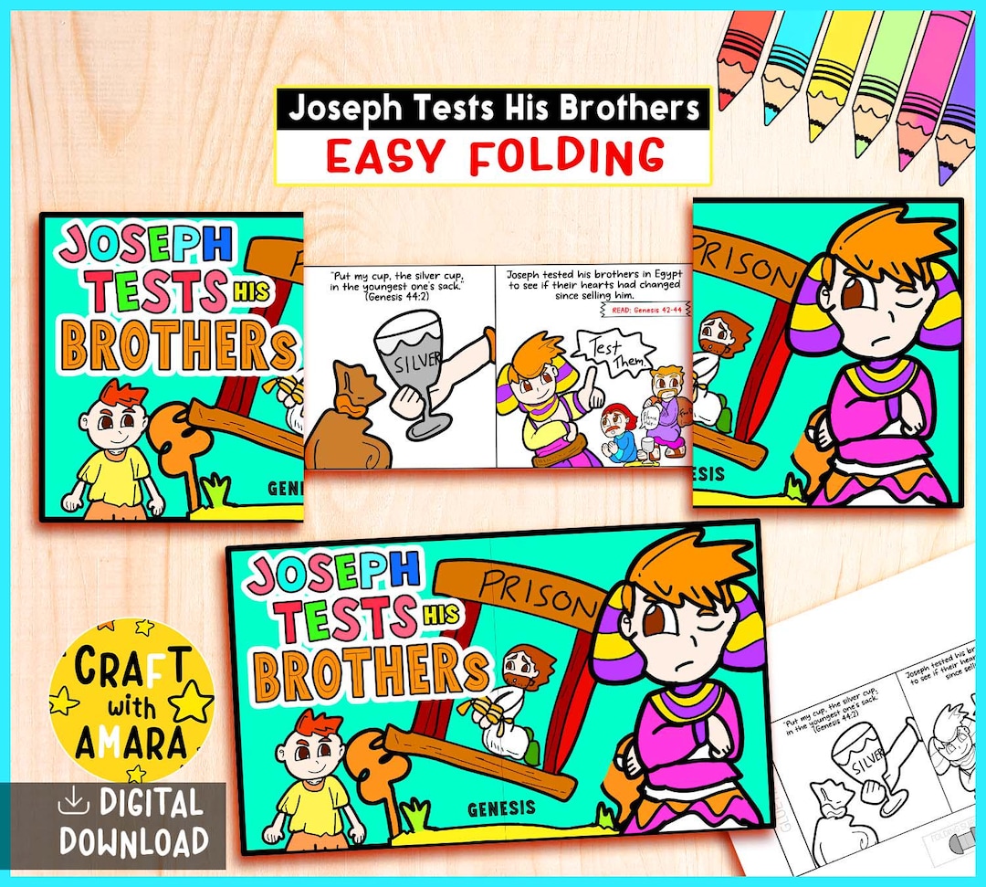 Joseph Tests His Brothers Easy Coloring Folding Surprise Bible Craft ...