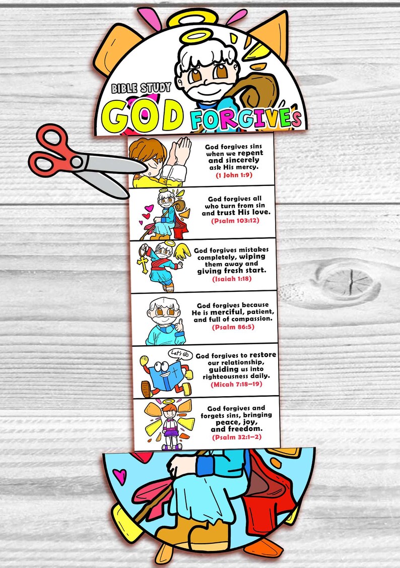 God Forgives Folding Surprise Coloring Craft: Christian Faith, Bible ...