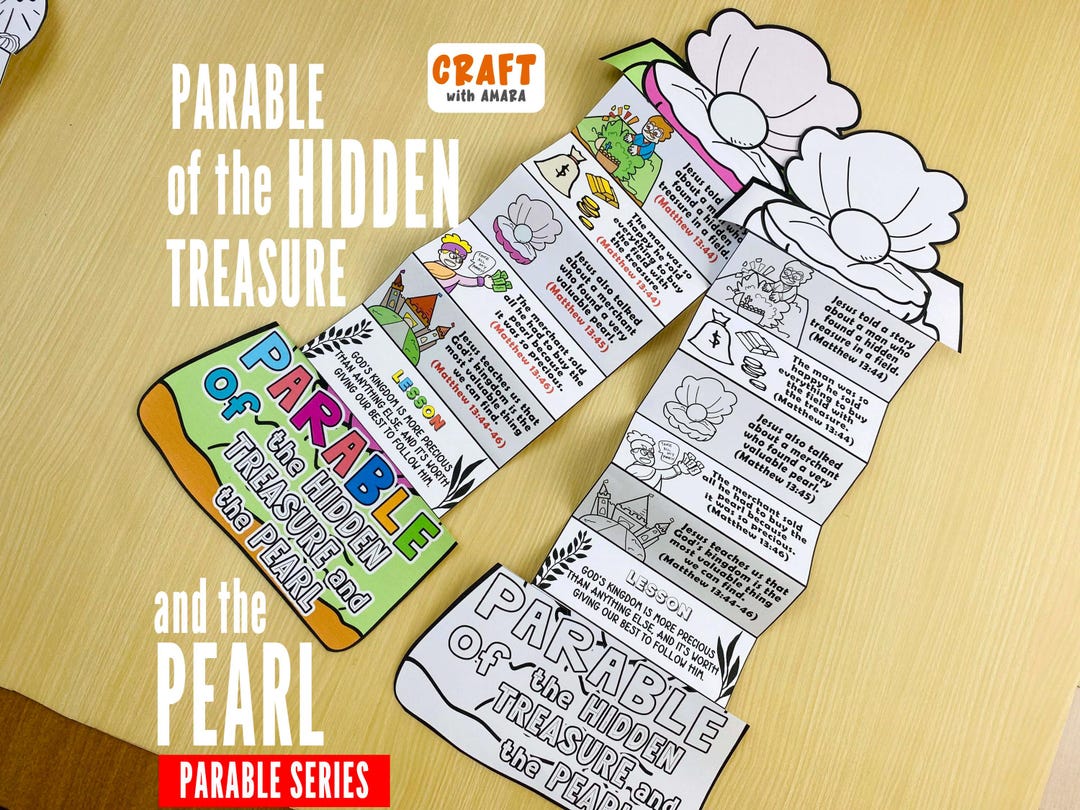 Parable of the Hidden Treasure & the Pearl Folding Surprise Bible Craft ...