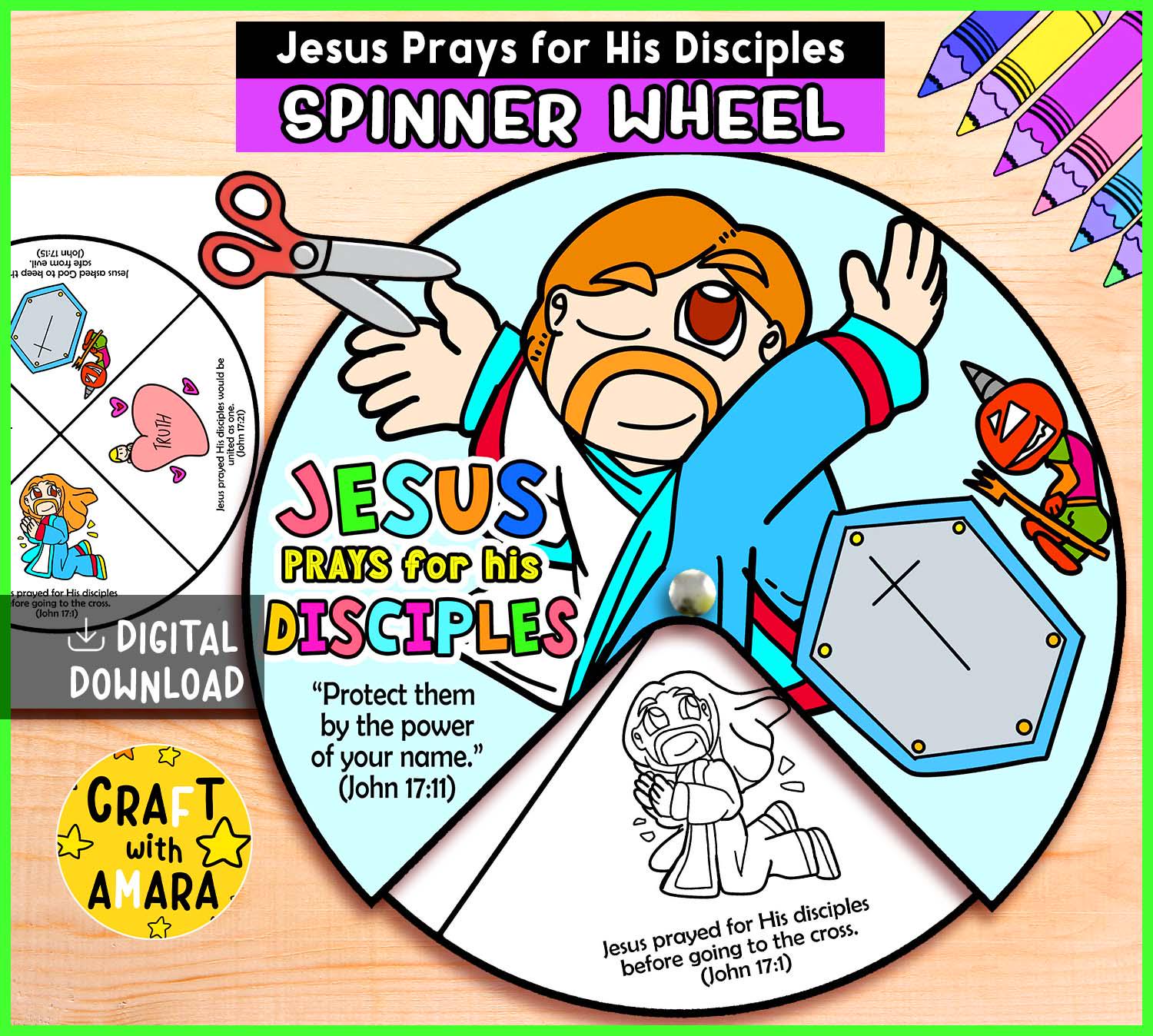 Jesus Prays for His Disciples Spinner Coloring Wheel Bible Craft ...