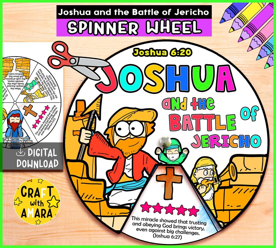 Joshua and the Battle of Jericho Spinner Coloring Wheel: Bible Craft ...