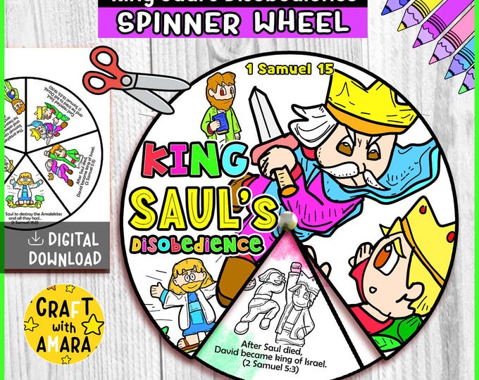 King Saul's Disobedience Spinner Coloring Wheel: Bible Story Lesson ...