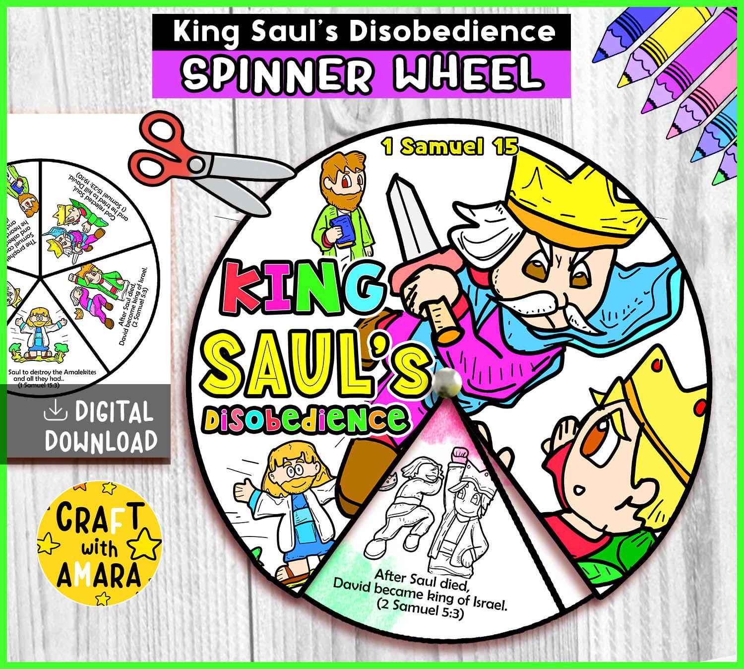 King Saul's Disobedience Spinner Coloring Wheel: Bible Story Lesson ...