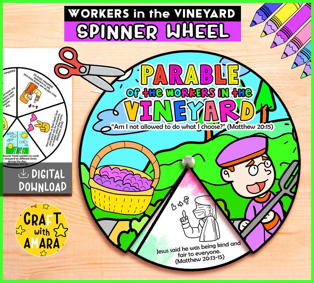 Parable of the Workers in the Vineyard Spinner Coloring Wheel Bible ...
