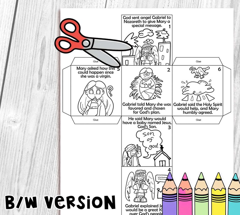 Angel Gabriel Visits Mary Coloring Cube Bible Craft: the Annunciation ...