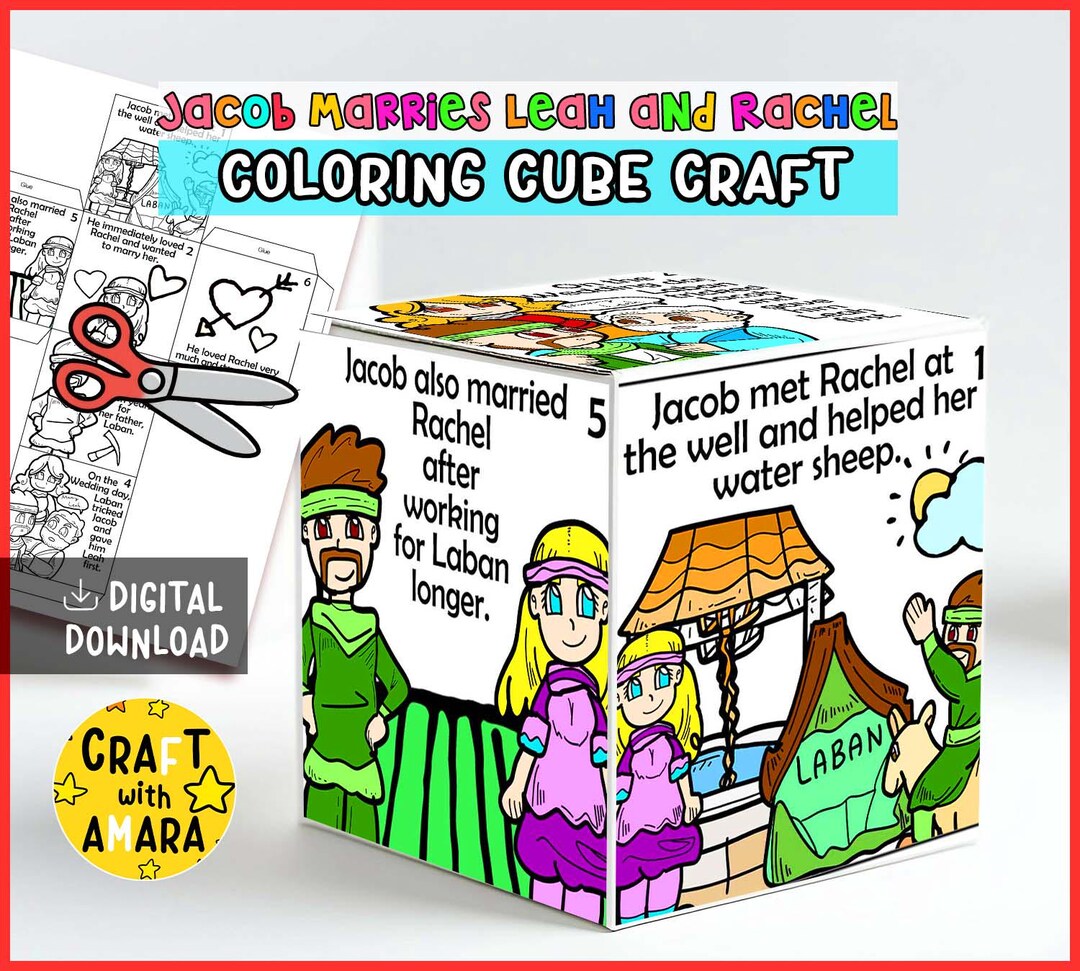 Jacob Marries Leah and Rachel Coloring Cube Craft: Memory Games ...
