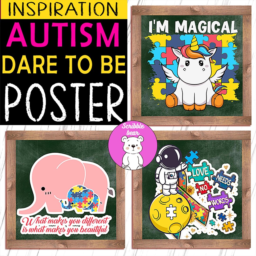 Autism Dare to BE Awareness Posters, ADHD Neurodiversity Special Education, Anxiety Tools Kit ...