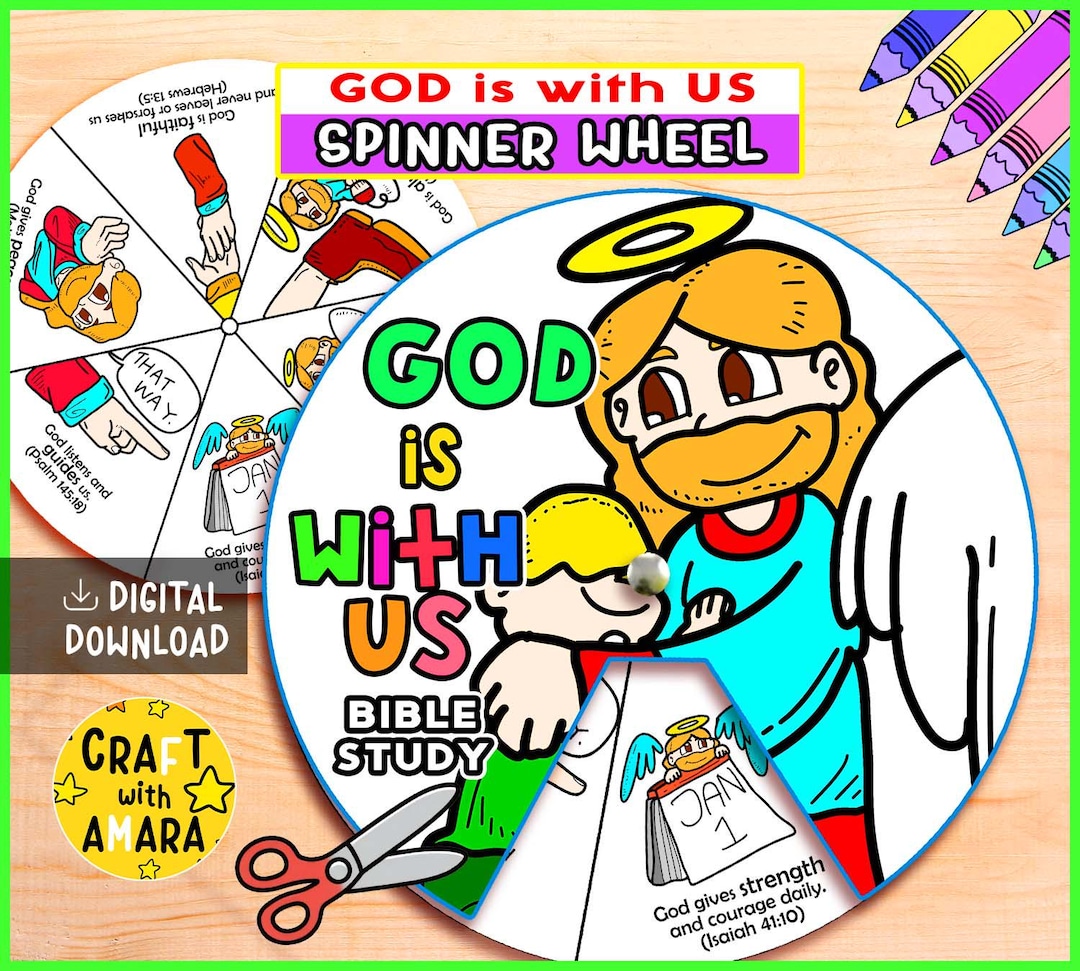 God is With Us Spinner Coloring Wheel Craft: Christian Faith, Bible ...