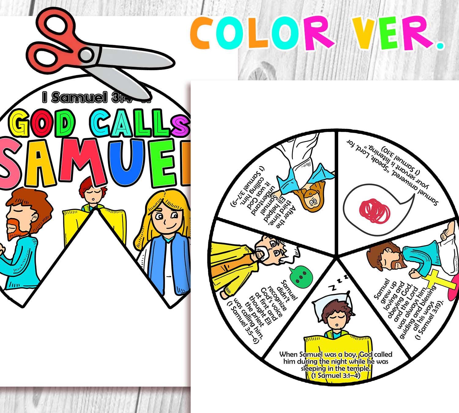 God Calls Samuel Spinner Coloring Wheel, Bible Activity, Kids Bible ...