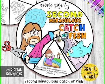 Second Miraculous Catch of Fish Folding Surprise Bible Craft: Miracle ...