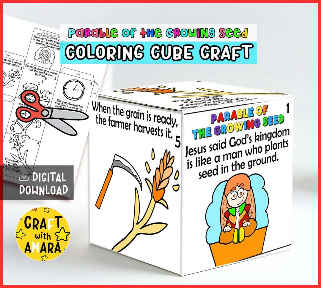 Parable of the Growing Seed Coloring Cube Bible Craft: Memory Games ...