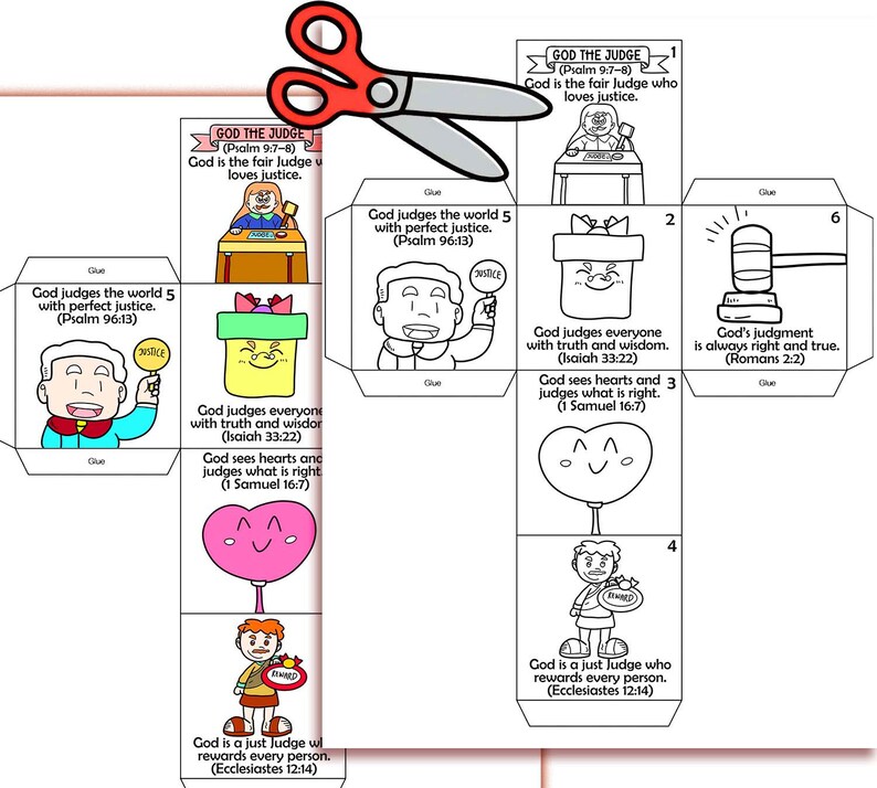 God the Judge Coloring Cube Craft: Christian Faith, Bible Lesson Study ...