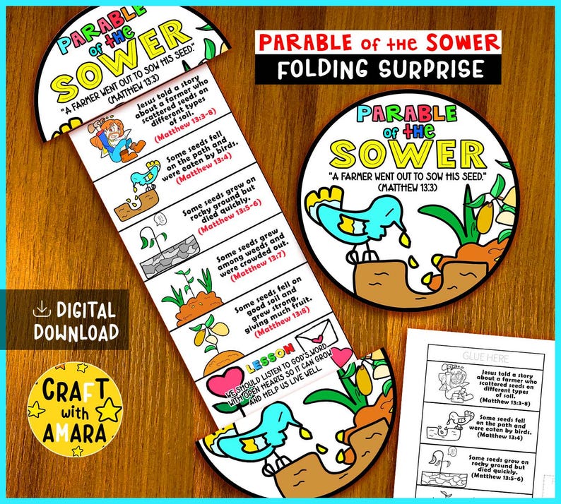 Parable of the Sower Folding Surprise Bible Craft: Children Ministry ...