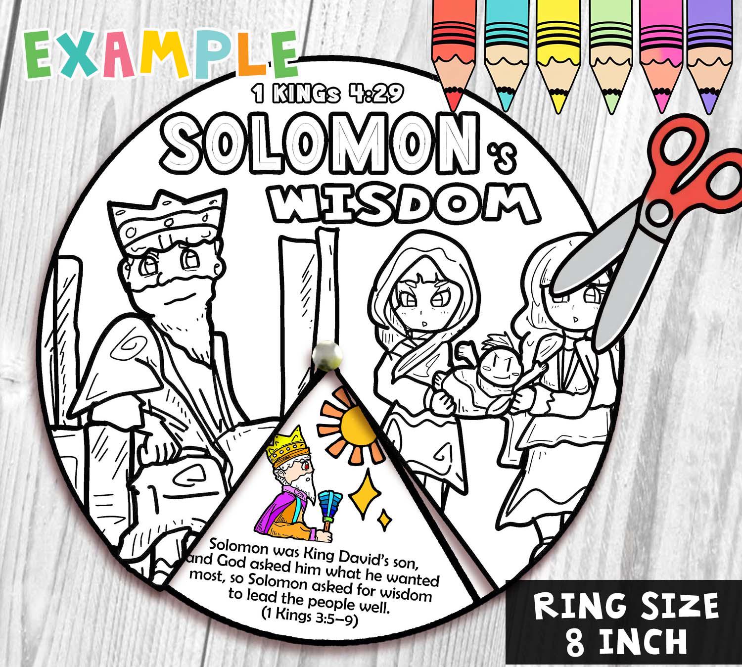 Solomon’s Wisdom Spinner Wheel Coloring Craft: Bible Story Lesson ...
