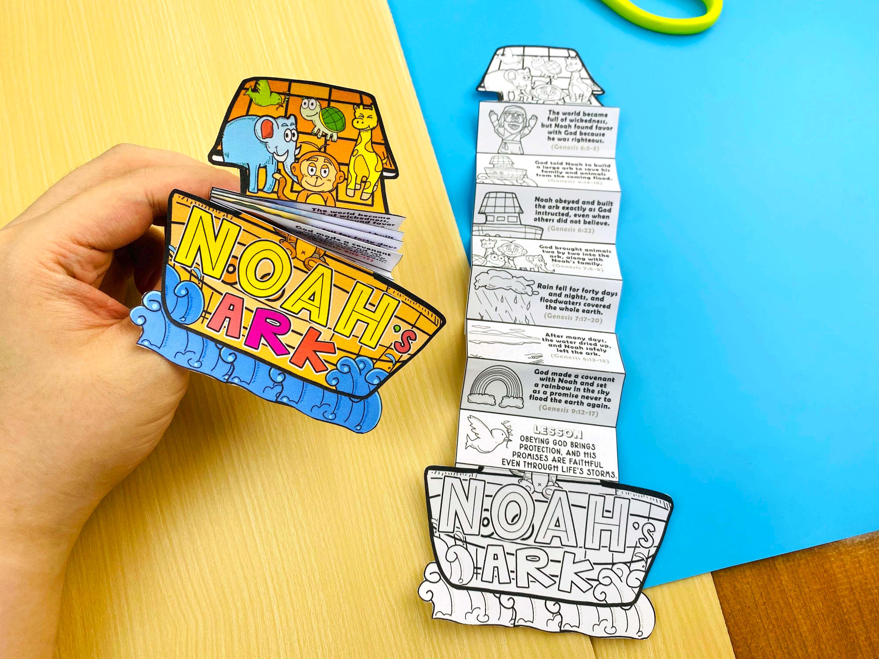 Noah's Ark Folding Surprise Bible Craft, Bible Lesson, Sunday School ...