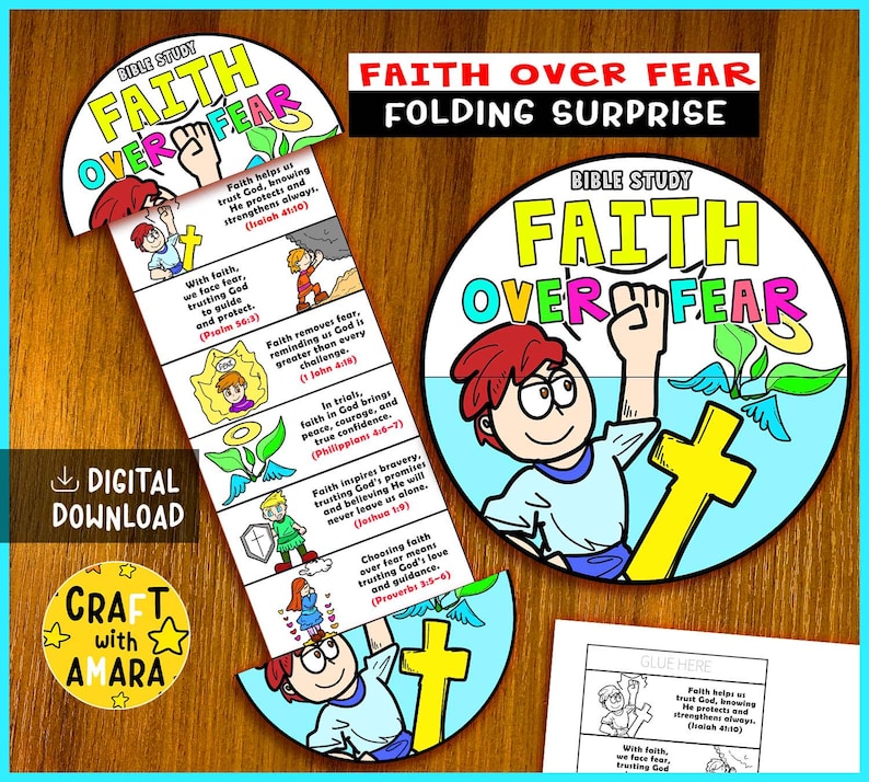 Faith Over Fear Folding Surprise Bible Craft: Bible Scripture, Gospel ...