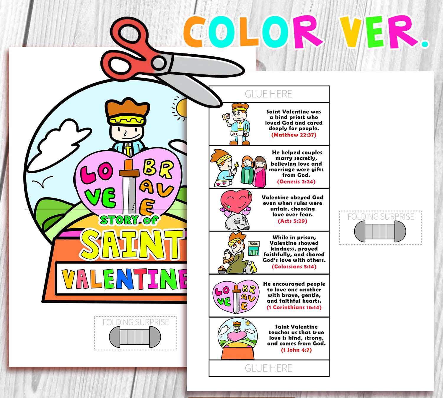 Story of SAINT VALENTINES Folding Surprise Craft: Valentine's Day ...