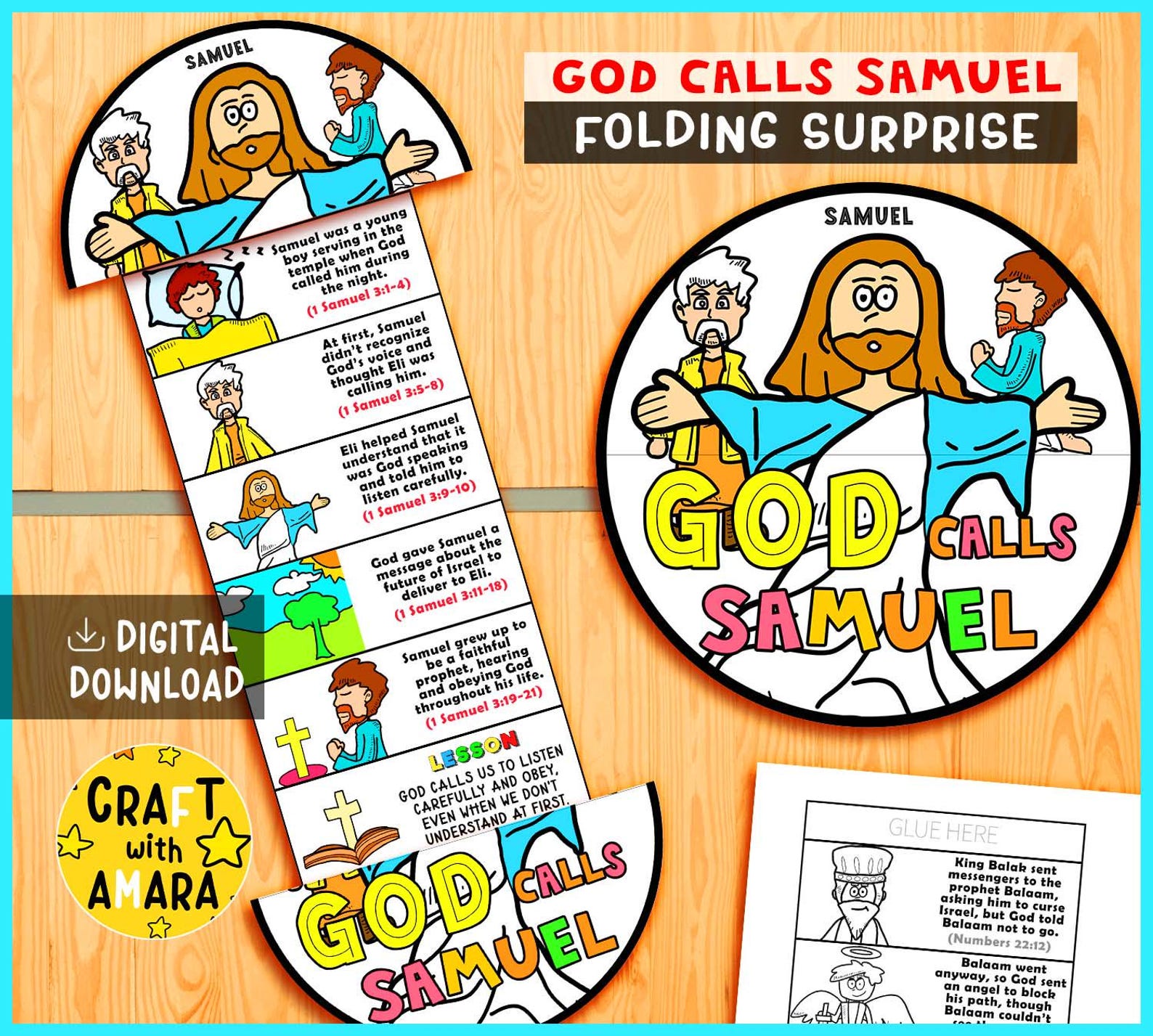 God Calls Samuel Folding Surprise Bible Craft, Bible Lesson, Sunday ...
