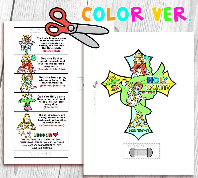 Holy Trinity (big Three) Folding Surprise, Holy Spirit, Bible Craft ...