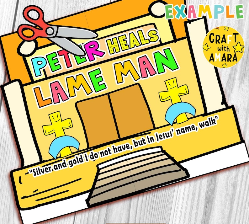 Peter Heals the Lame Man Easy Coloring Folding Surprise Bible Craft ...