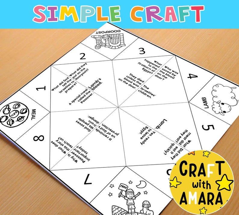 PASSOVER Coloring Cootie Catcher: Bible Sunday School Craft, Fortune ...