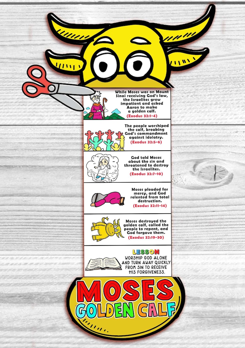 Moses and the Golden Calf Folding Surprise Bible Craft, Bible Lesson ...