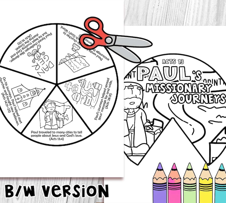 Paul’s Missionary Journeys Spinner Coloring Wheel Bible Craft: Sunday ...