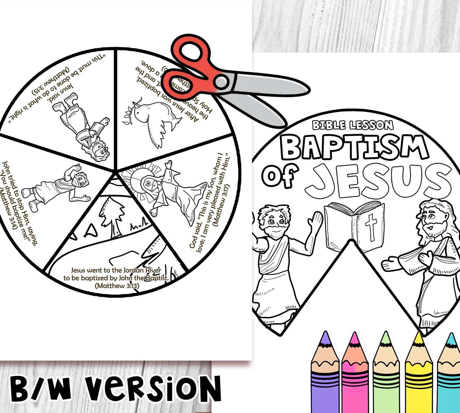 Baptism of Jesus Spinner Coloring Wheel, Bible Activity, Kids Bible ...