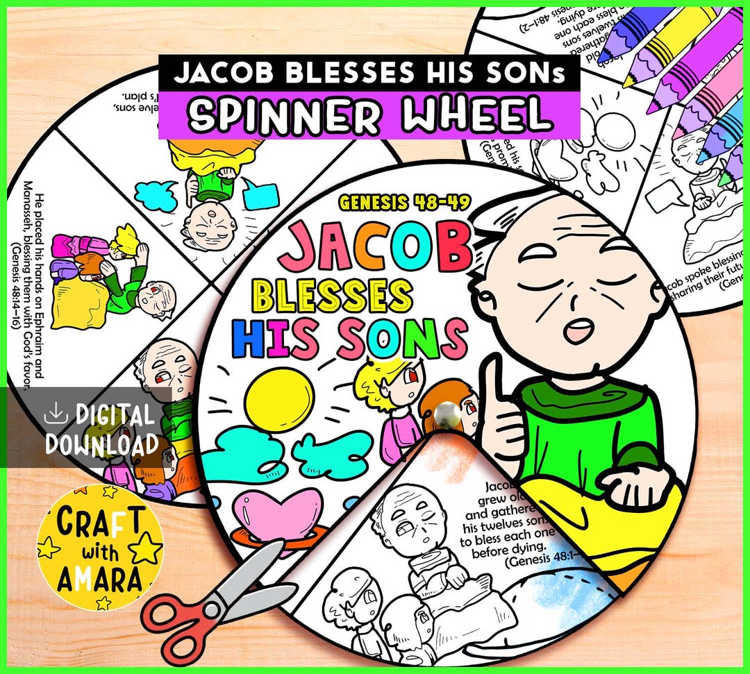 Jacob Blesses His Sons Spinner Coloring Wheel: Bible Lesson Activity ...