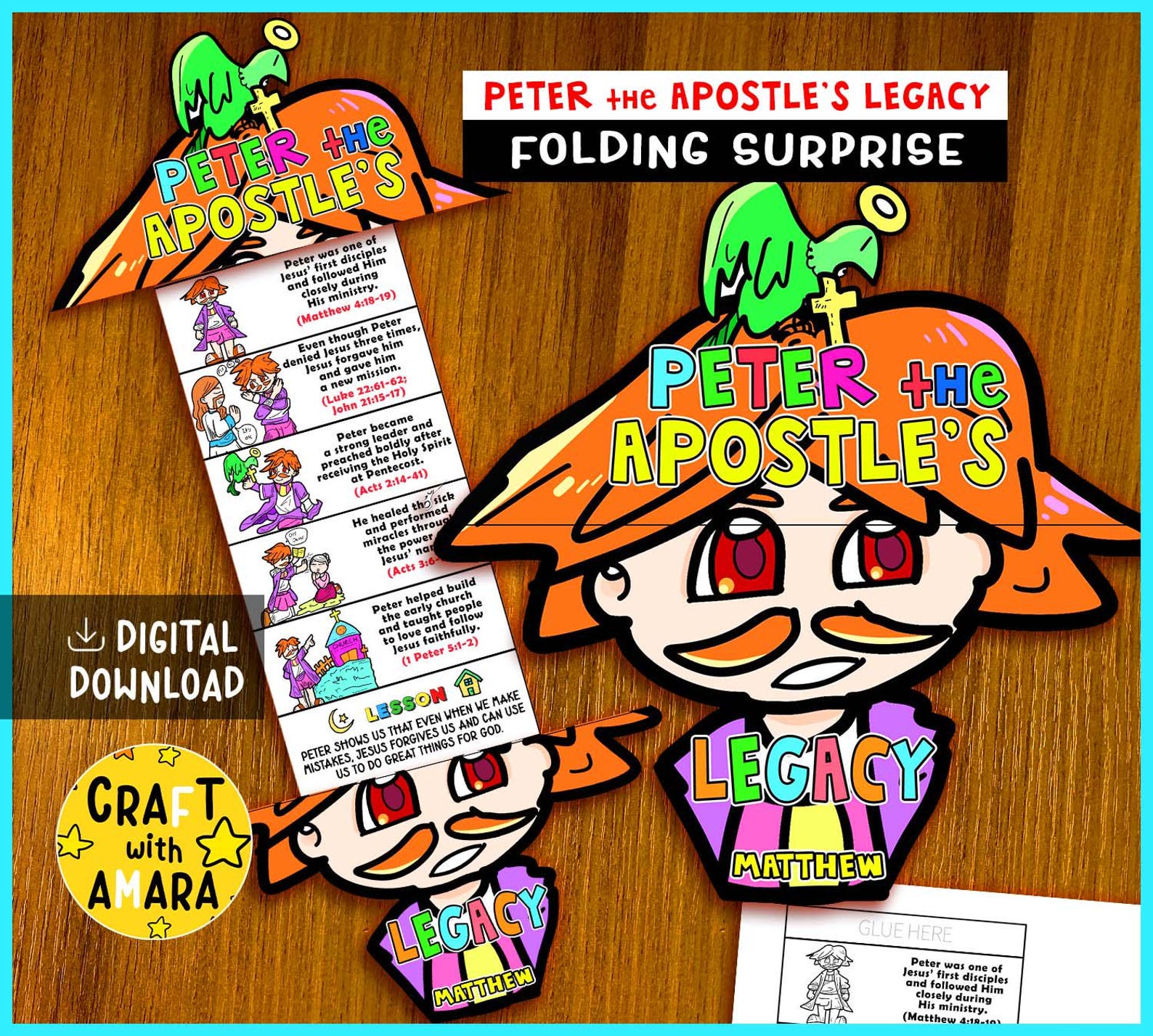 Peter the Apostle's Legacy Folding Surprise Coloring Craft: Bible ...