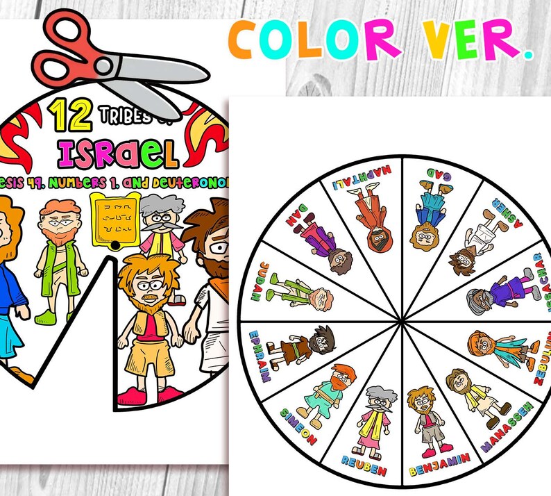 12 Tribes of Israel Spinner Coloring Wheel, Bible Activity, Kids Bible ...