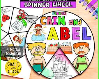 Cain and Abel Spinner Coloring Wheel, Bible Activity, Kids Bible Lesson ...