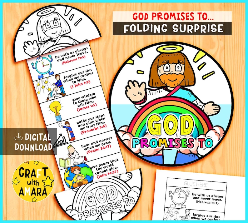 God Promises Folding Surprise Bible Craft, Bible Story Lesson, Sunday ...
