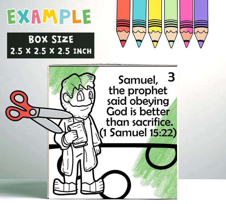 King Saul's Disobedience Coloring Cube Craft: Memory Games, Bible Study ...