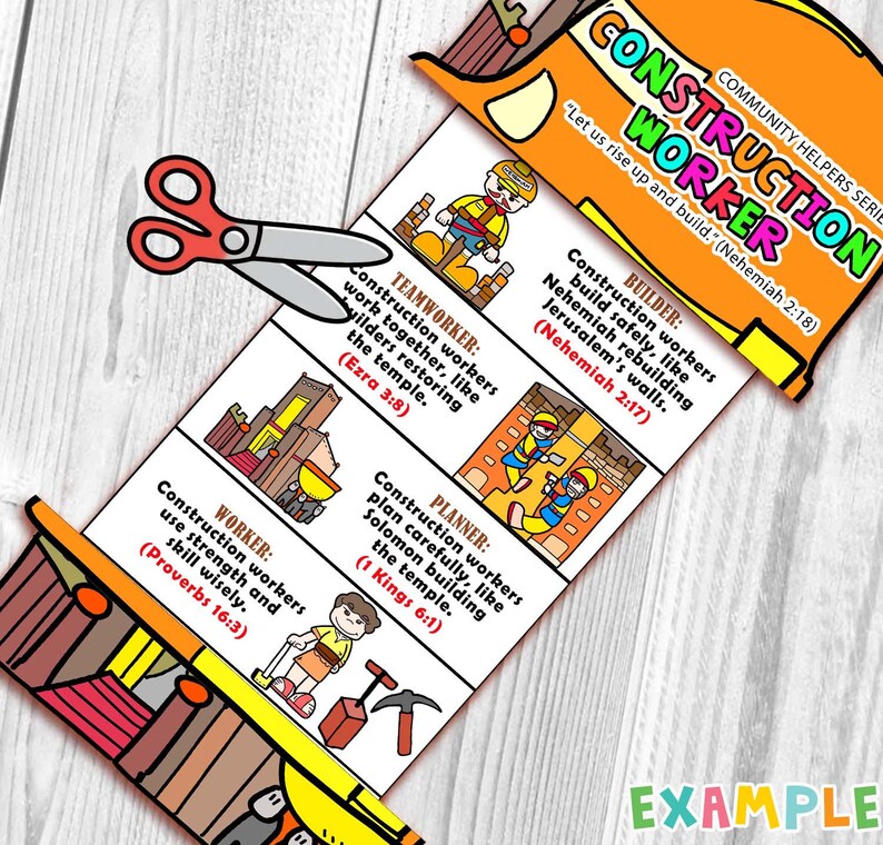 COMMUNITY HELPERS: Construction Worker Folding Surprise Coloring Craft ...