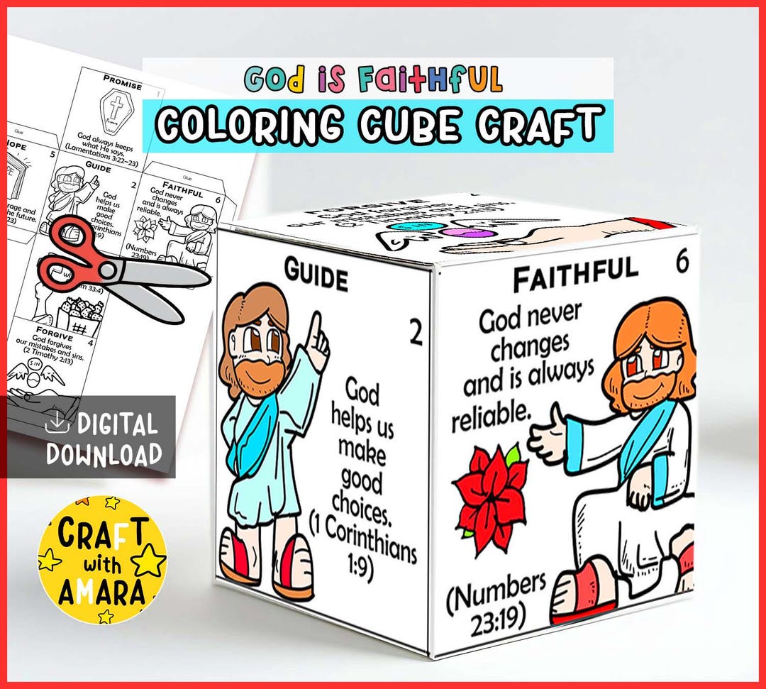 God is Faithful Coloring Cube Craft: Christian Faith, Bible Lesson ...