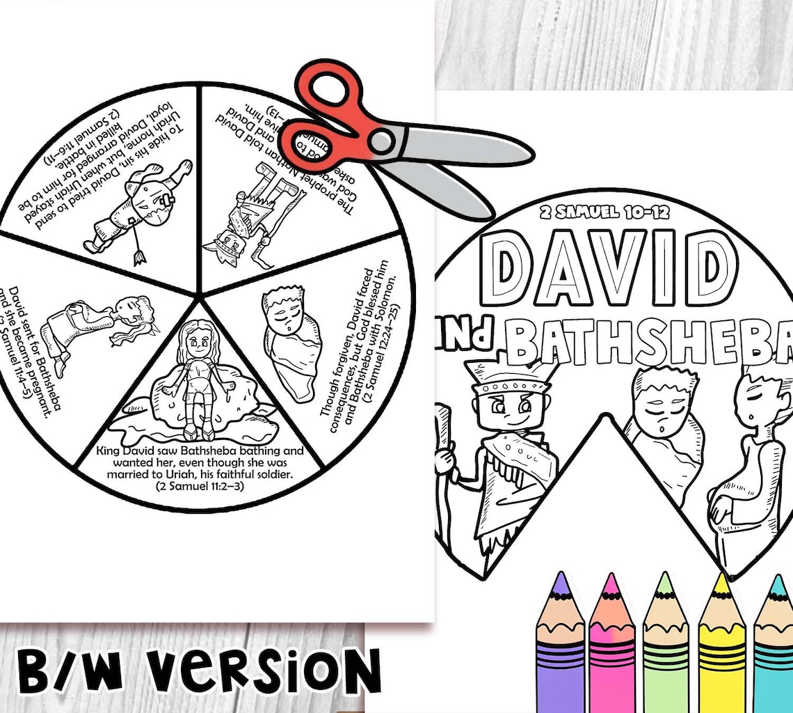 David and Bathsheba Spinner Coloring Wheel, Bible Activity, Kids Bible ...