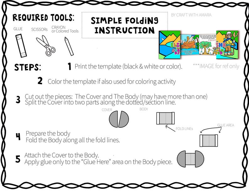 Elisha Crossing the Jordan River Easy Coloring Folding Surprise Bible ...