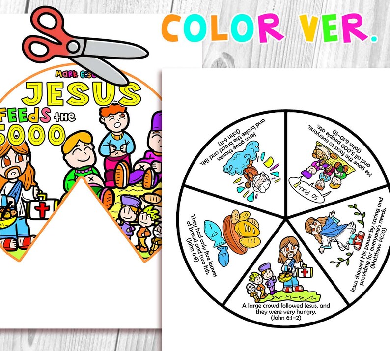 Jesus Feeds the 5000 Spinner Coloring Wheel Bible Craft: Miracle of ...