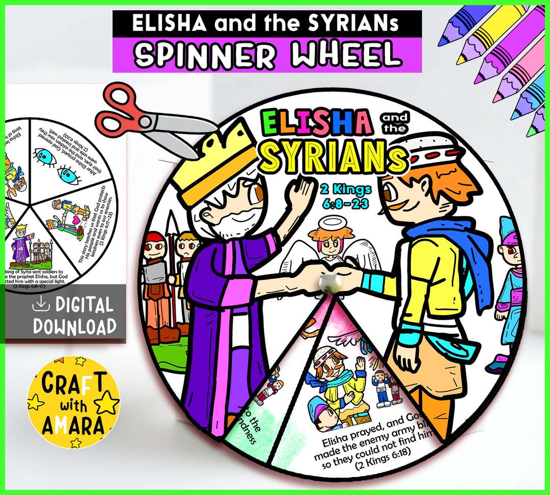 Elisha and the Syrians Spinner Coloring Wheel Craft: Bible Activity for ...