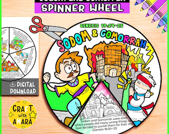 Sodom and Gomorrah Spinner Wheel Coloring Craft: Bible Story Lesson ...
