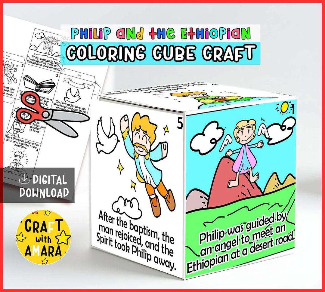 Philip and the Ethiopian Coloring Cube Bible Craft: Memory Games ...