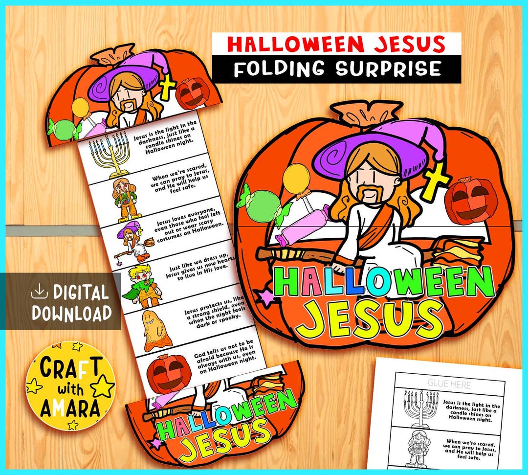 HALLOWEEN Jesus Folding Surprise Coloring Craft: Jesus Loves Us, Bible ...