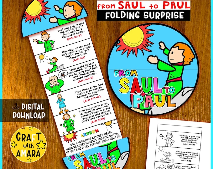 From Saul to Paul Folding Surprise Bible Craft, Bible Lesson, Sunday ...