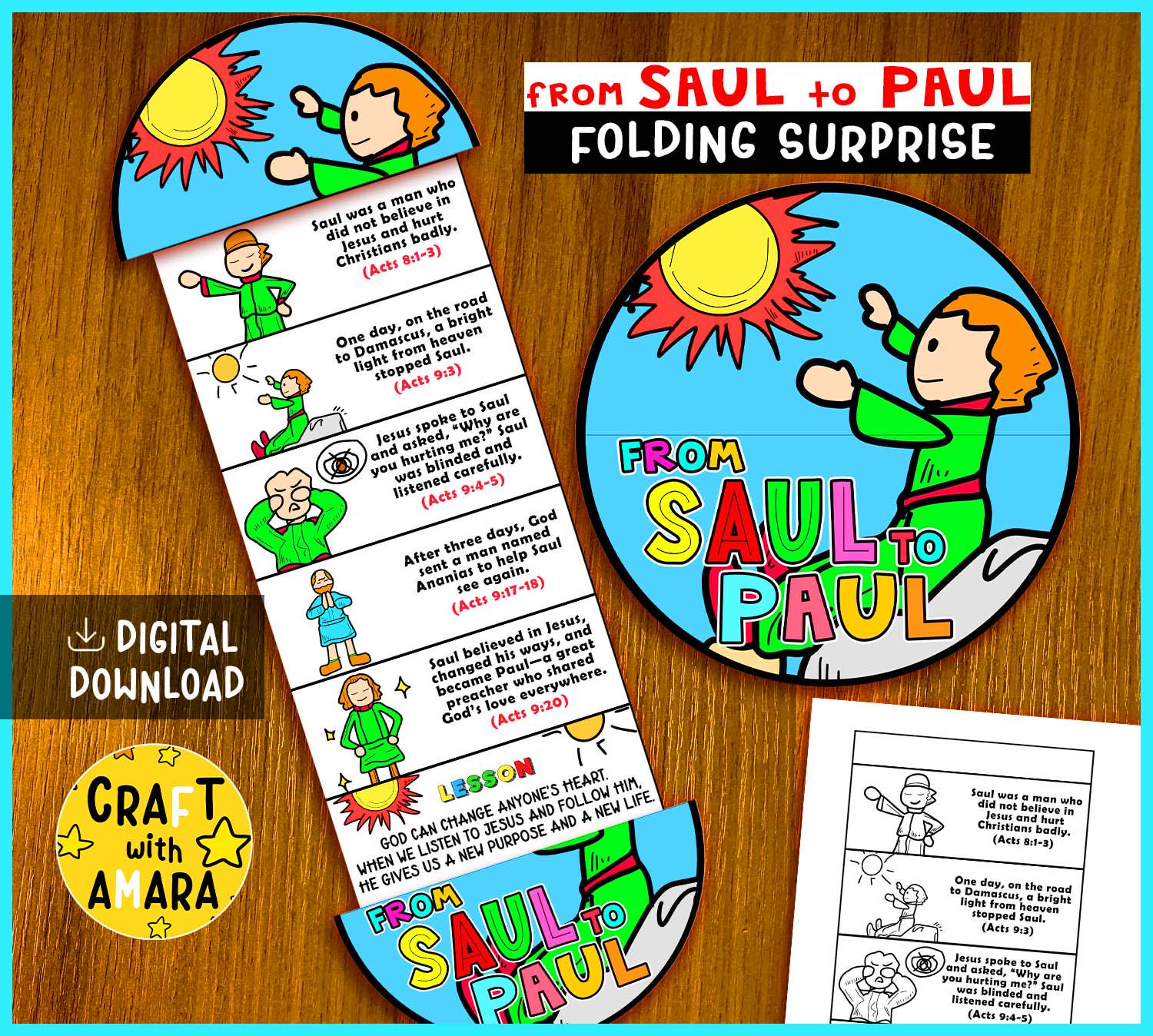 From Saul to Paul Folding Surprise Bible Craft, Bible Lesson, Sunday ...