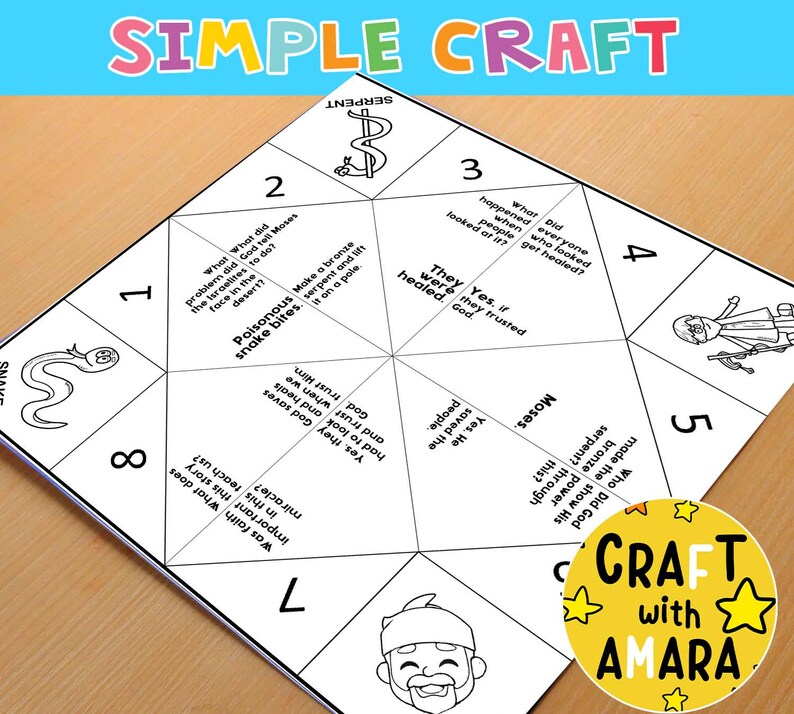 Bronze Serpent Coloring Cootie Catcher: Bible Sunday School Craft ...