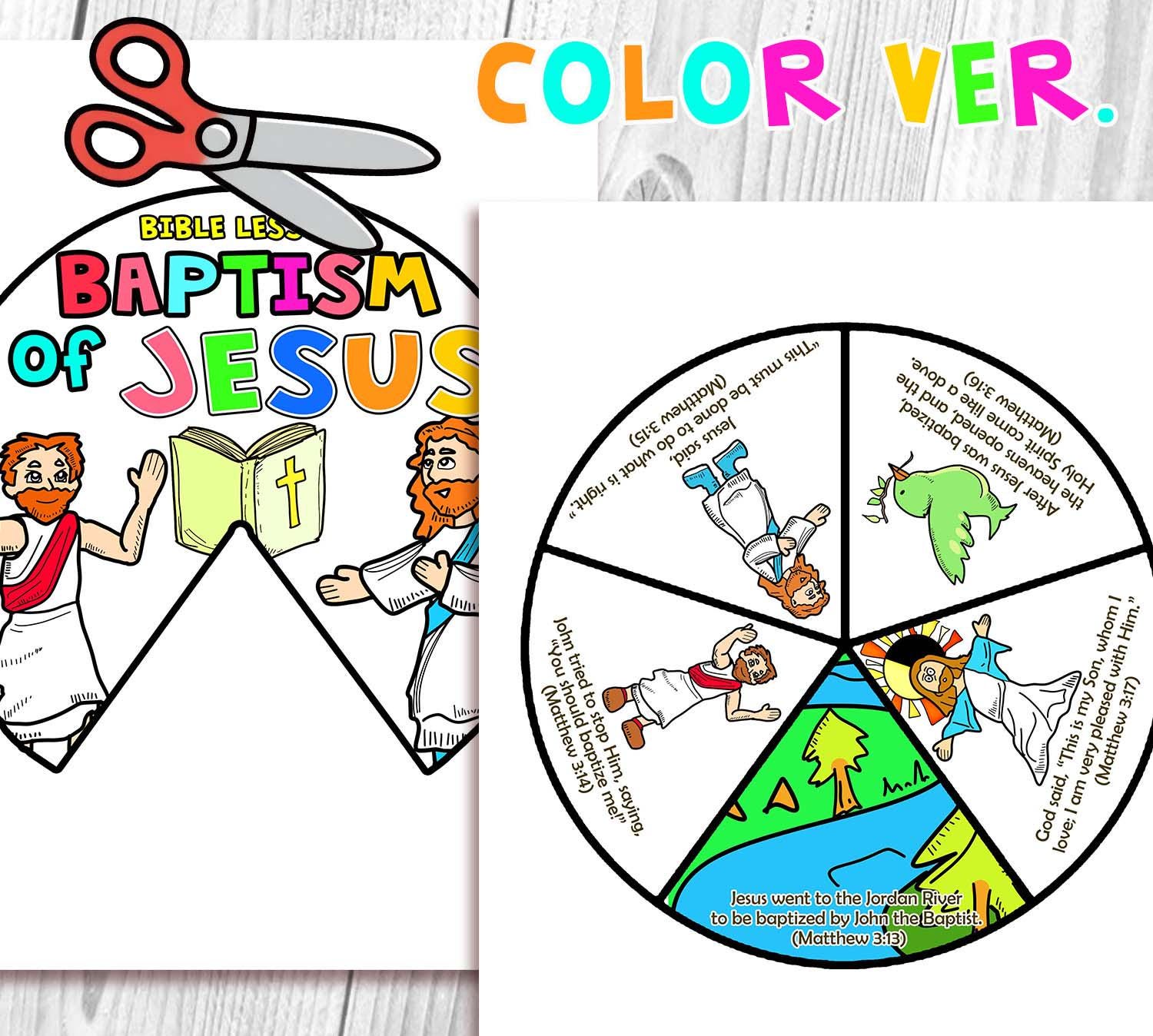 Baptism of Jesus Spinner Coloring Wheel, Bible Activity, Kids Bible ...
