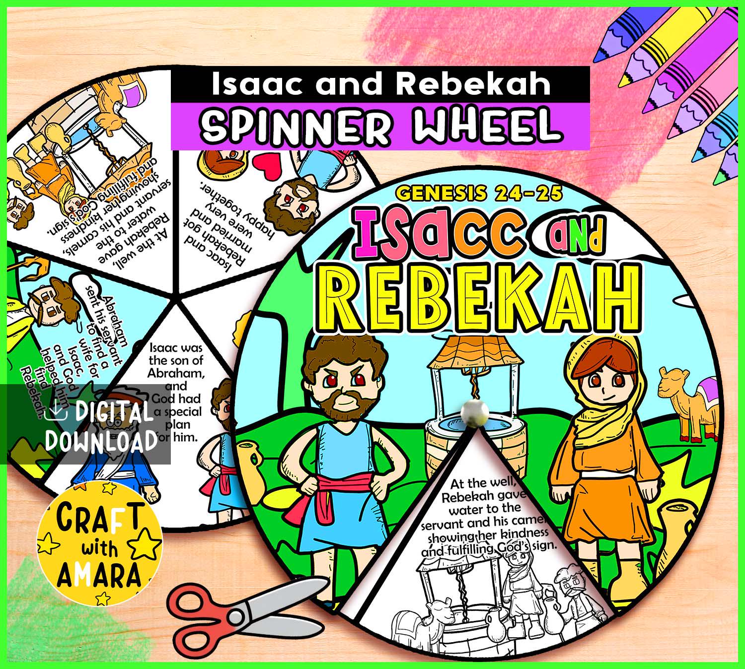 Isaac and Rebekah Spinner Coloring Wheel, Bible Activity, Kids Bible ...