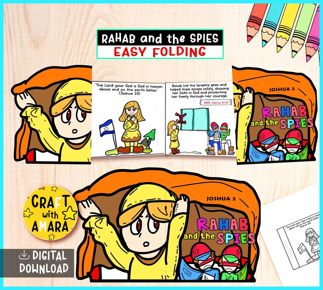 Rahab and the Spies Easy Coloring Folding Surprise Bible Craft: Bible ...