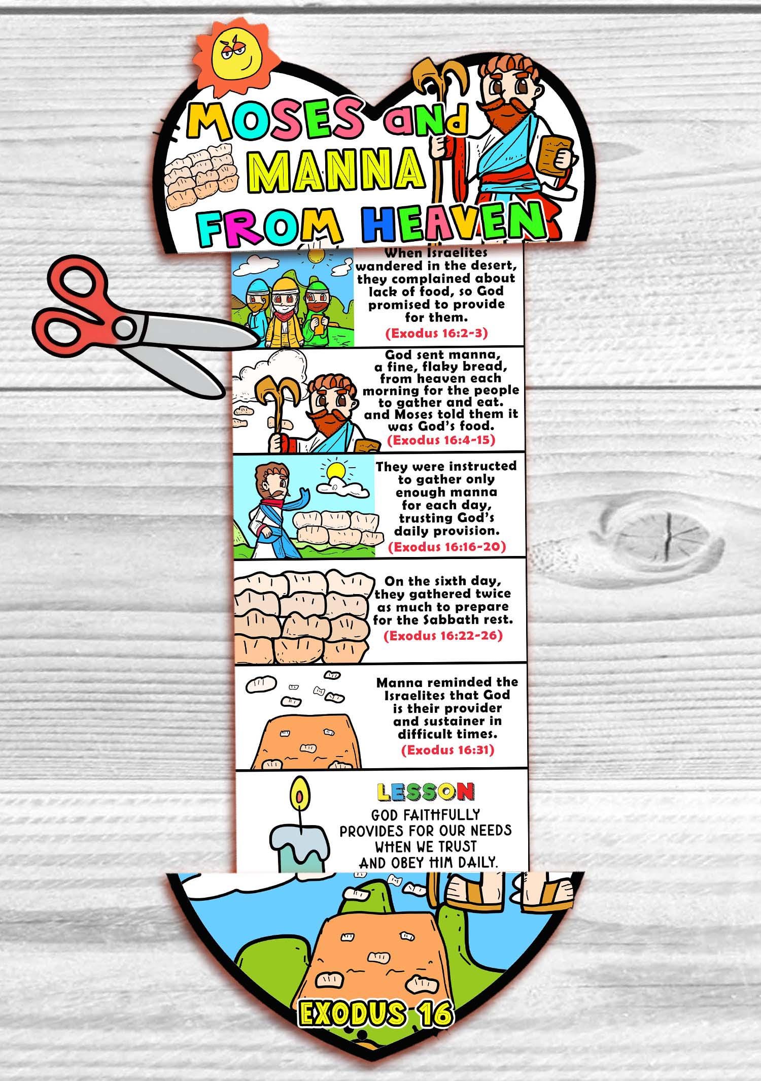 Moses and Manna From Heaven Folding Surprise Craft: Bible Study Lesson ...